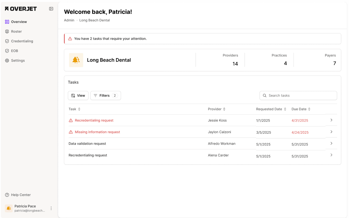 Overjet Provider Management